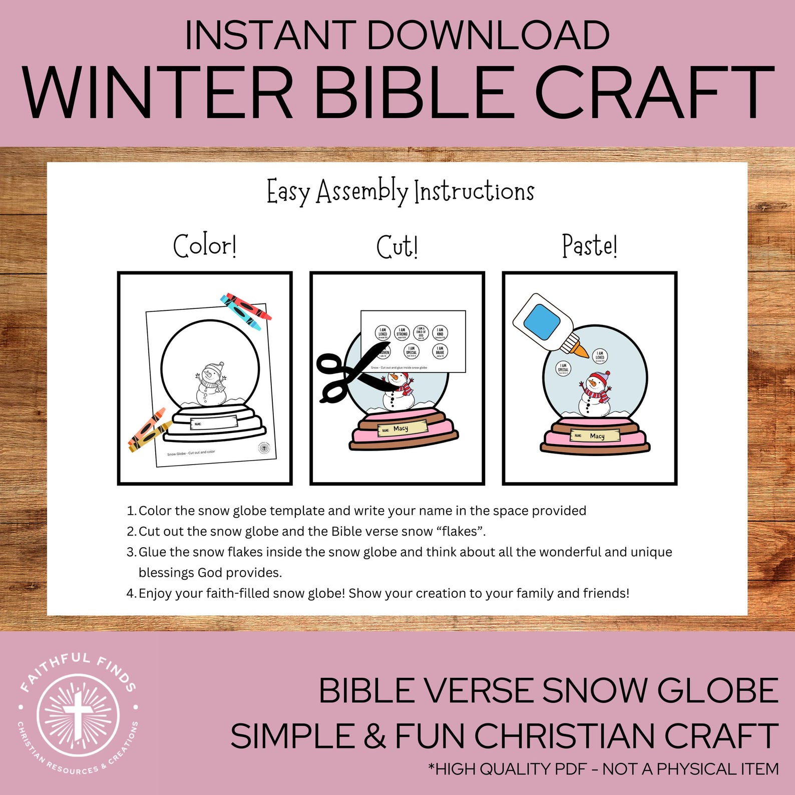 Bible Verse Snow Globe "who I Am in Christ" Kids Scripture Craft ...