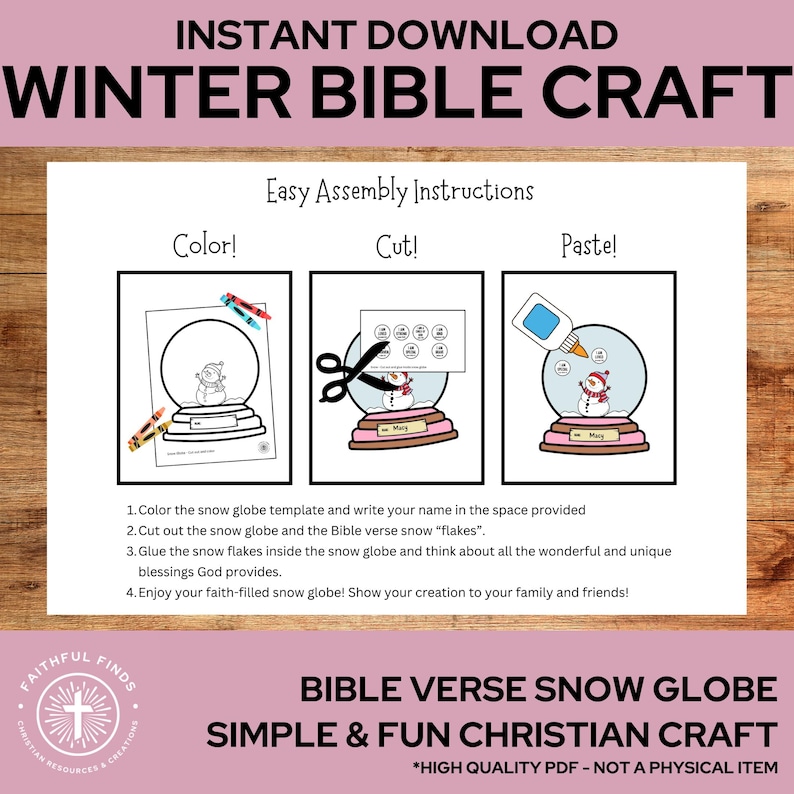 Bible Verse Snow Globe Christian Winter Craft Activity | Sunday School ...