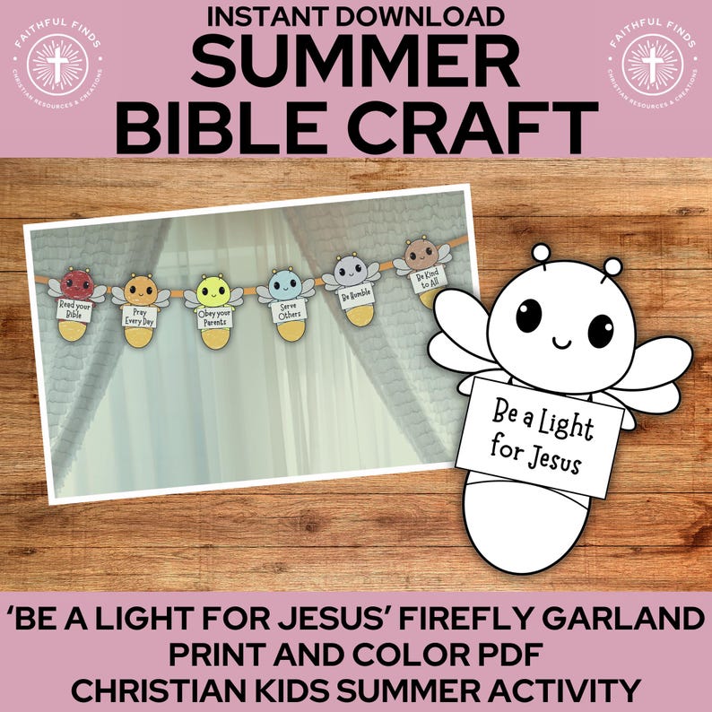 Firefly Garland Bible Craft Printable: Sunday School Homeschool ...