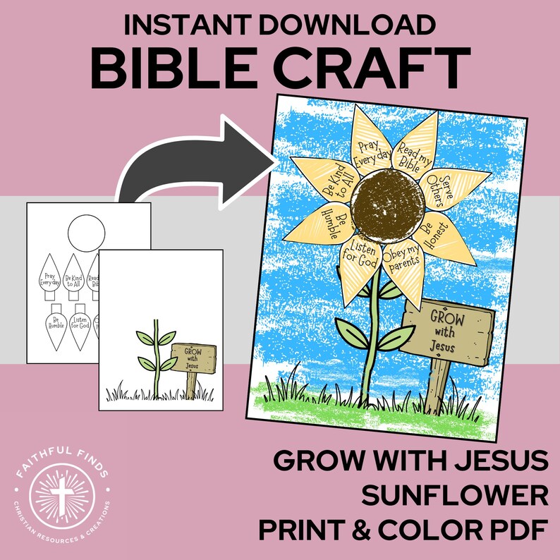 Grow With Jesus Sunflower Bible Craft | Sunday School Homeschool VBS ...
