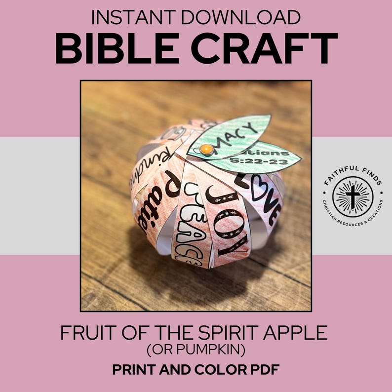 Fruit of the Spirit Paper Craft | Galatians 5:22-23 Bible Verse ...