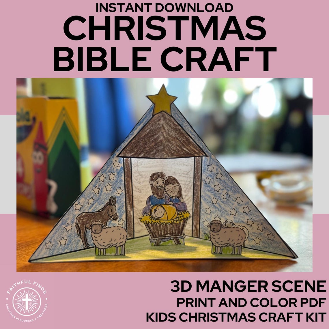 Christmas Bible Craft 3D Manger Scene | Christian Kids' Sunday School ...
