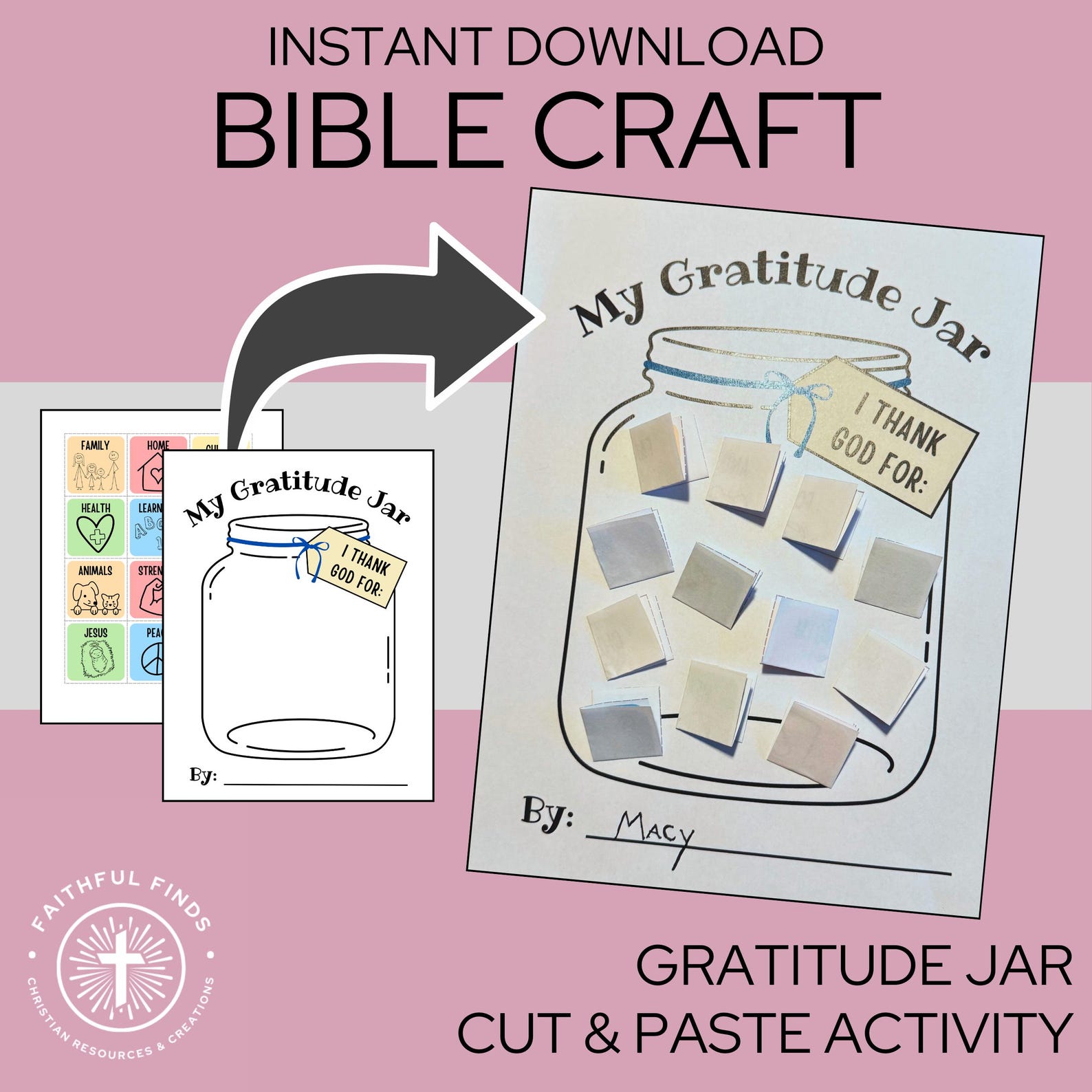 Gratitude Jar Paper Bible Craft Printable | Sunday School Homeschool ...