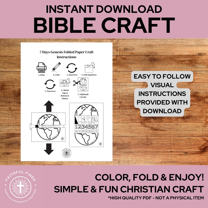 7 Days of Creation Bible Craft | Sunday School Homeschool VBS Activity ...