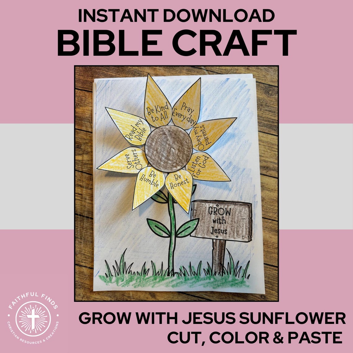 Grow With Jesus Sunflower Bible Craft | Sunday School Homeschool VBS ...