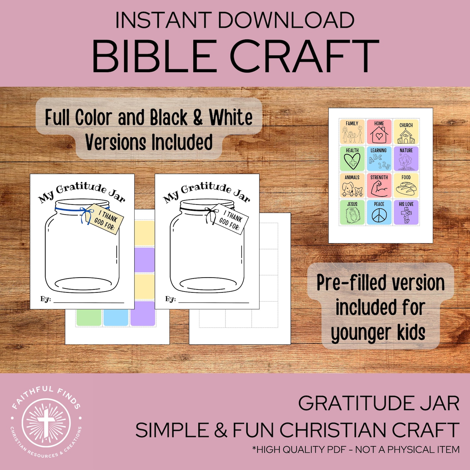 Gratitude Jar Paper Bible Craft Printable | Sunday School Homeschool ...
