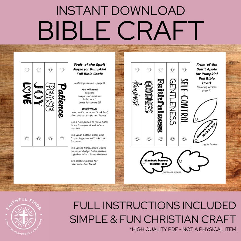 Fruit of the Spirit Paper Craft | Galatians 5:22-23 Bible Verse ...