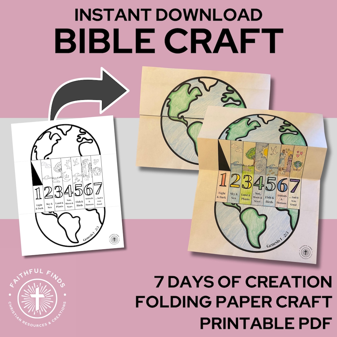 7 Days of Creation Bible Craft | Sunday School Homeschool VBS Activity ...
