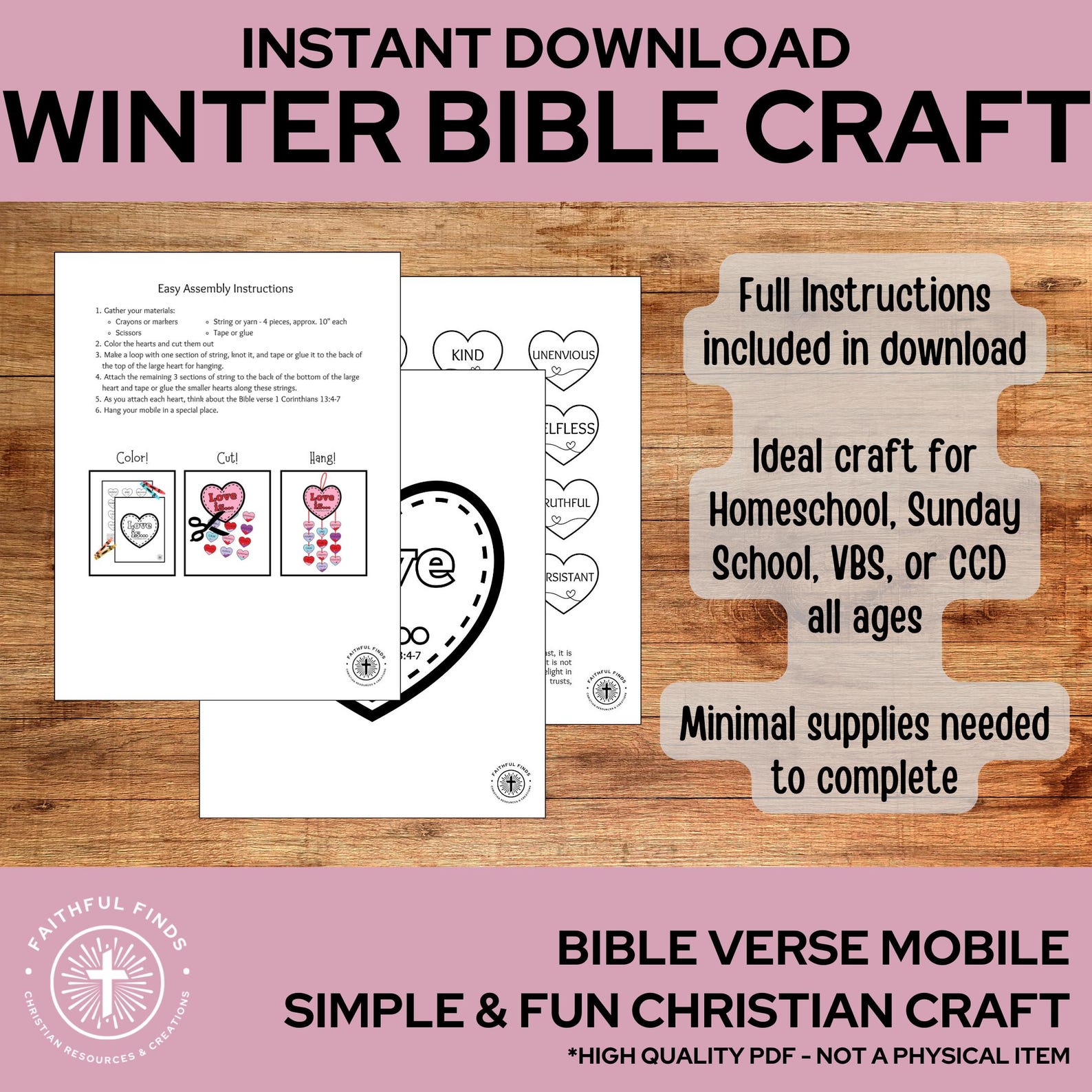 Love is 1 Corinthians Bible Verse Craft Printable: Sunday School ...