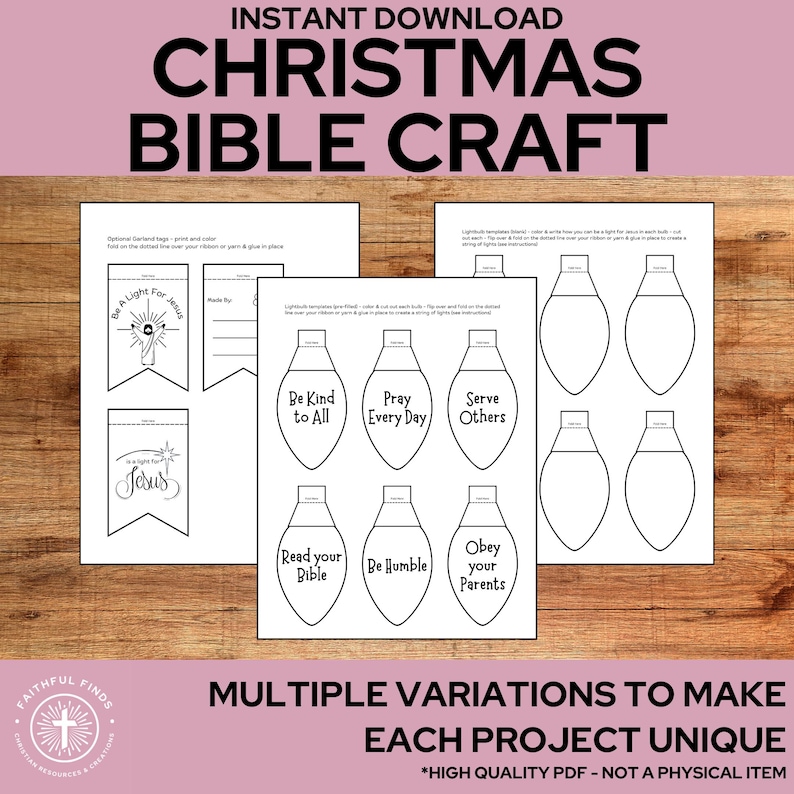 Christmas Bible Craft | Light for Jesus Garland | Christian Kids ...