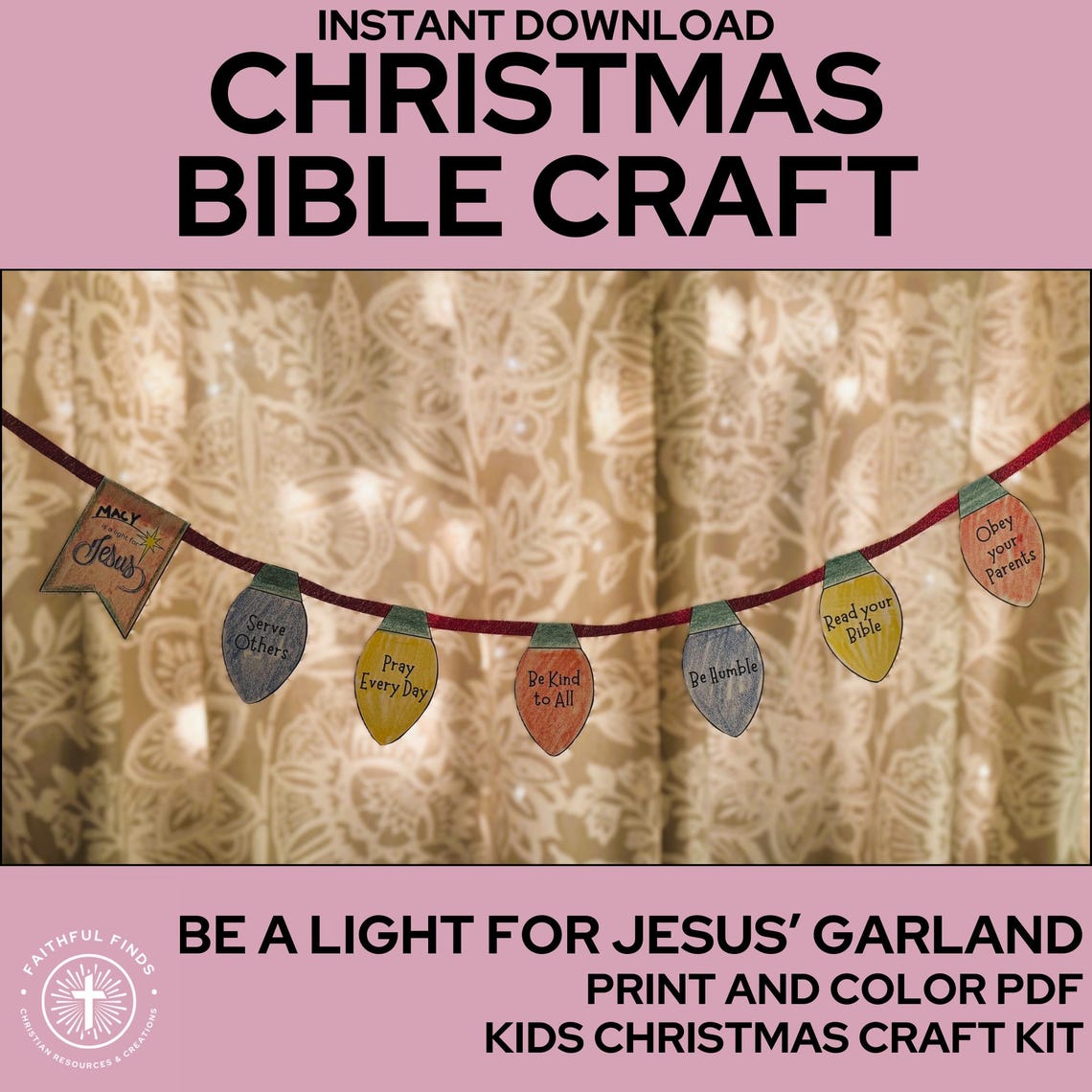 Christmas Bible Craft | Light for Jesus Garland | Christian Kids ...