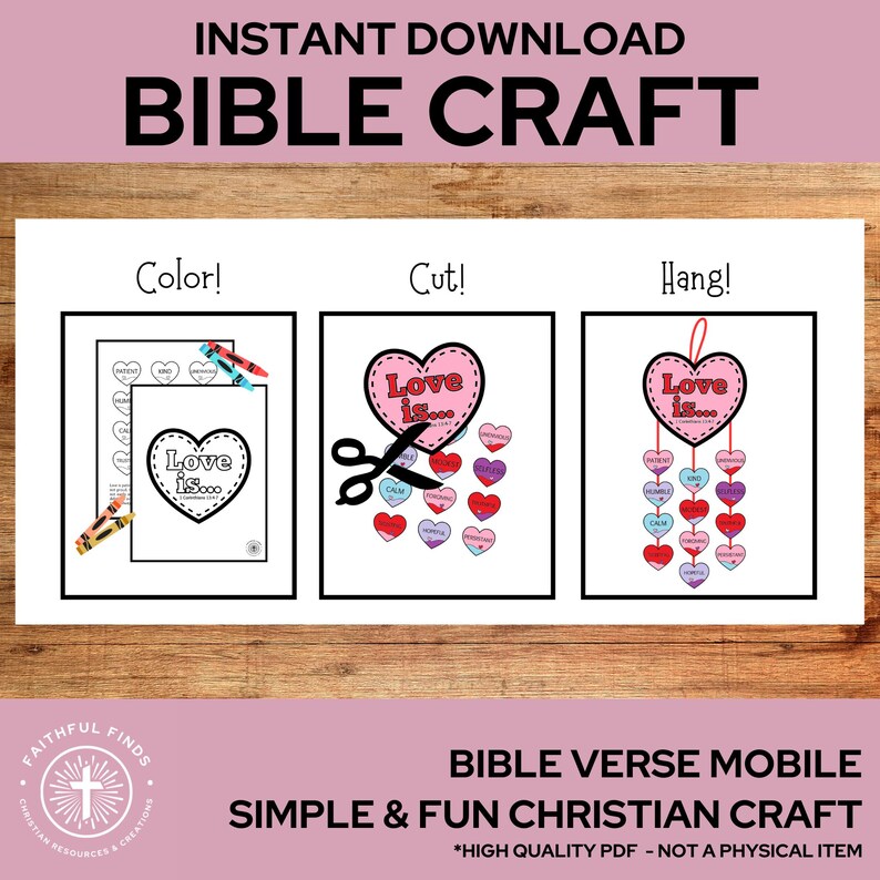 Love is 1 Corinthians Bible Verse Craft Printable: Sunday School ...