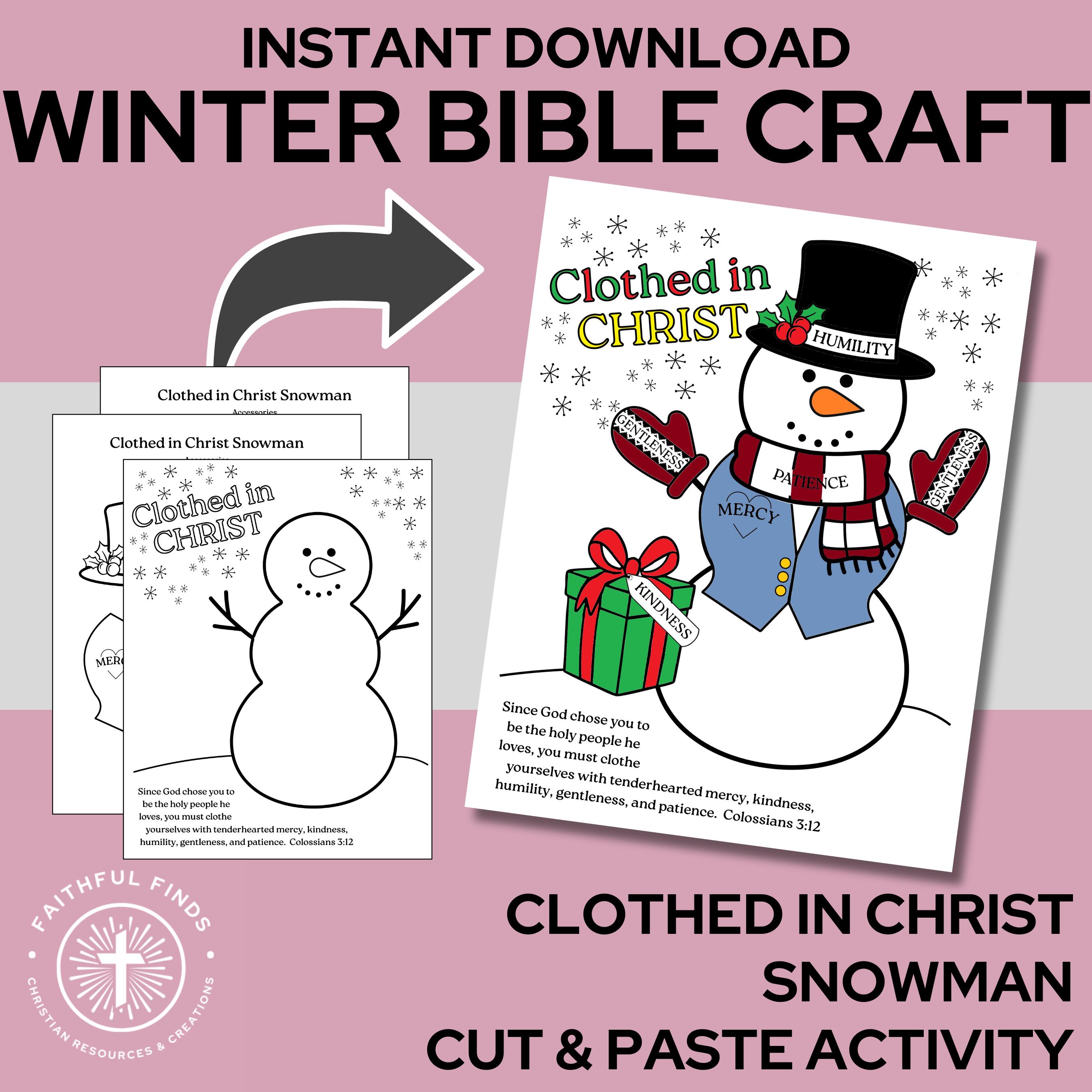 Clothed in Christ Snowman Bible Craft Printable | Winter Sunday School ...