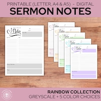 Printable Sermon Notes Template for Church Service Message Notes for ...