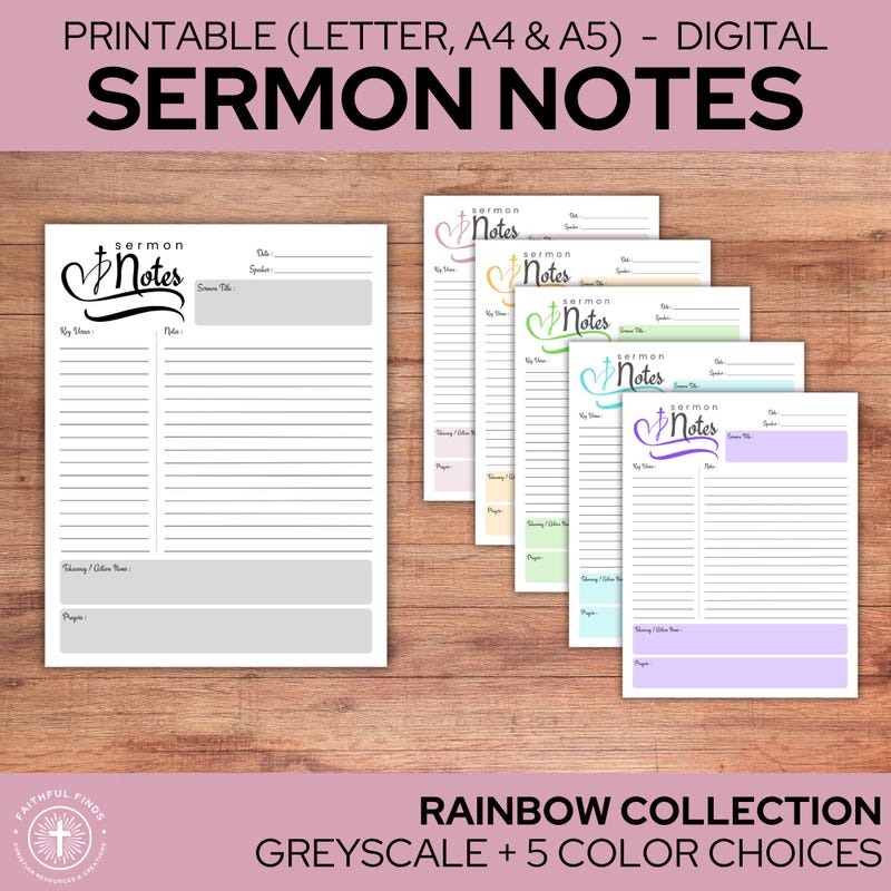 A4 Size Sermon Notes - Etsy