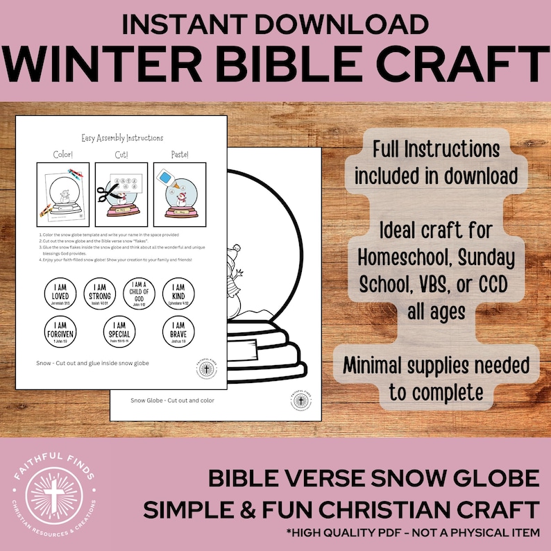 Bible Verse Snow Globe Christian Winter Craft Activity | Sunday School ...
