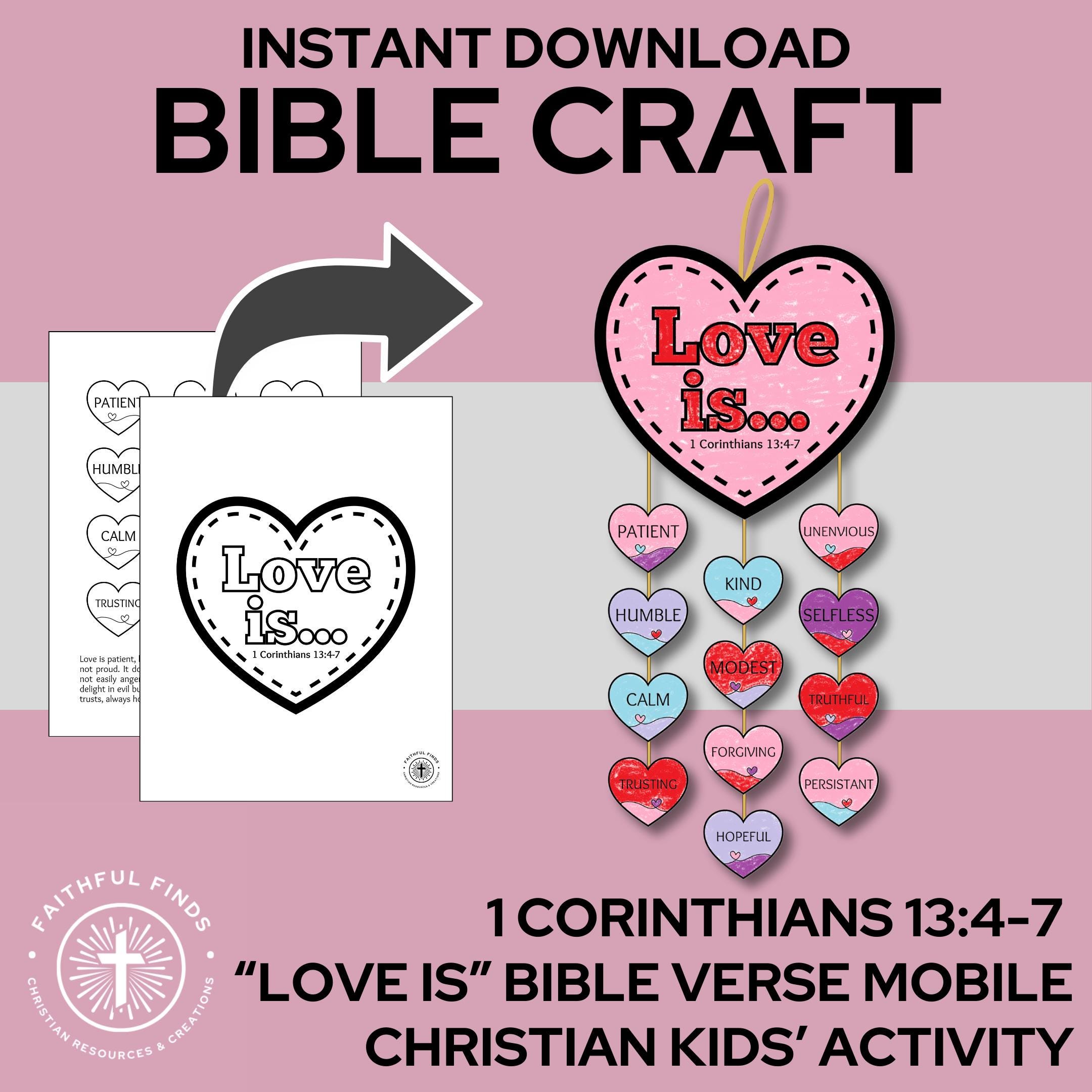 Love is 1 Corinthians Bible Verse Craft Printable: Sunday School ...
