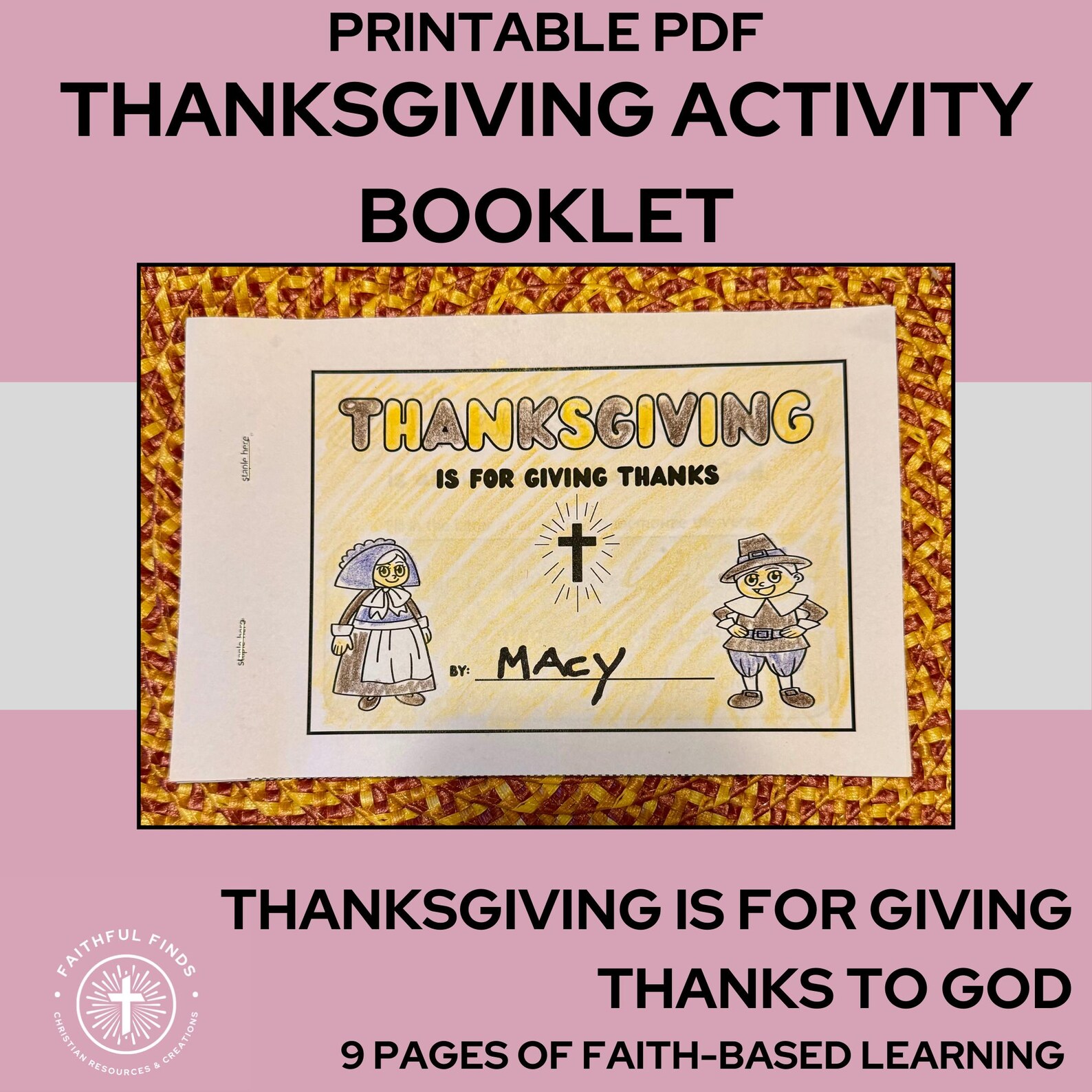 Christian Kids' Thanksgiving Activity Booklet Bible Craft PDF Coloring ...
