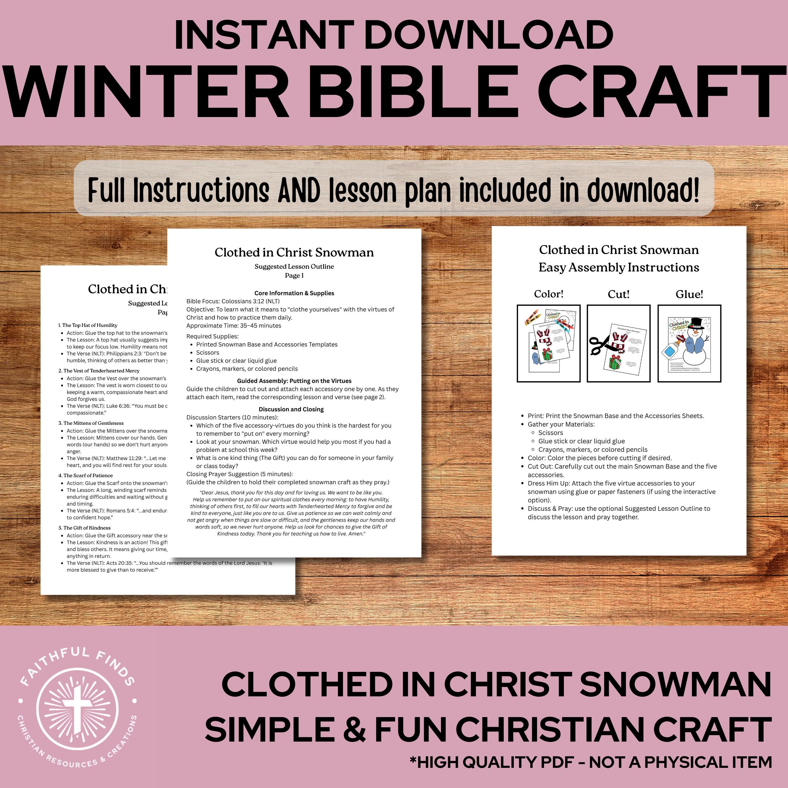 Clothed in Christ Snowman Bible Craft Printable | Winter Sunday School ...