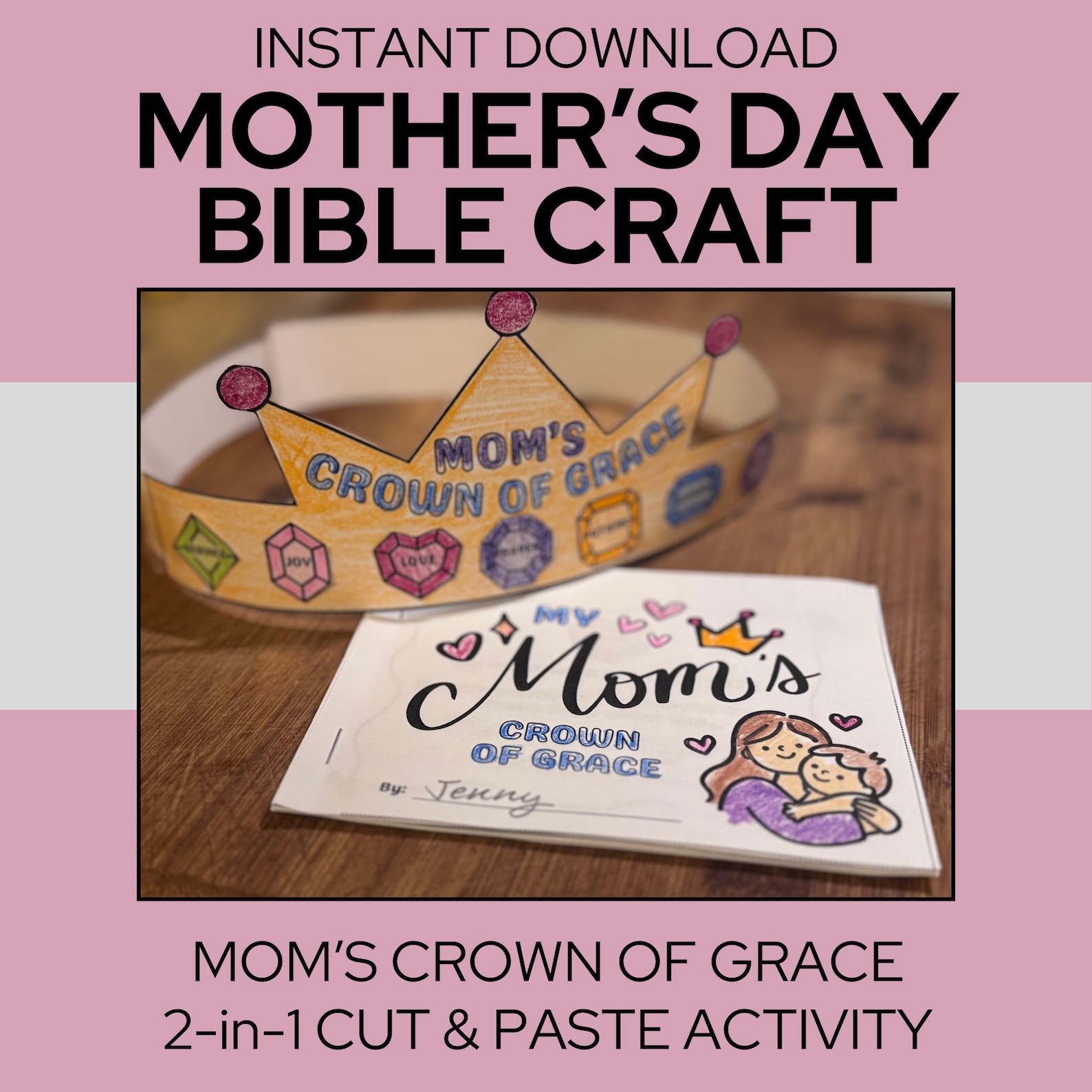 Mom's Day Crown of Grace | Bible Craft Activity Printable | Homeschool ...