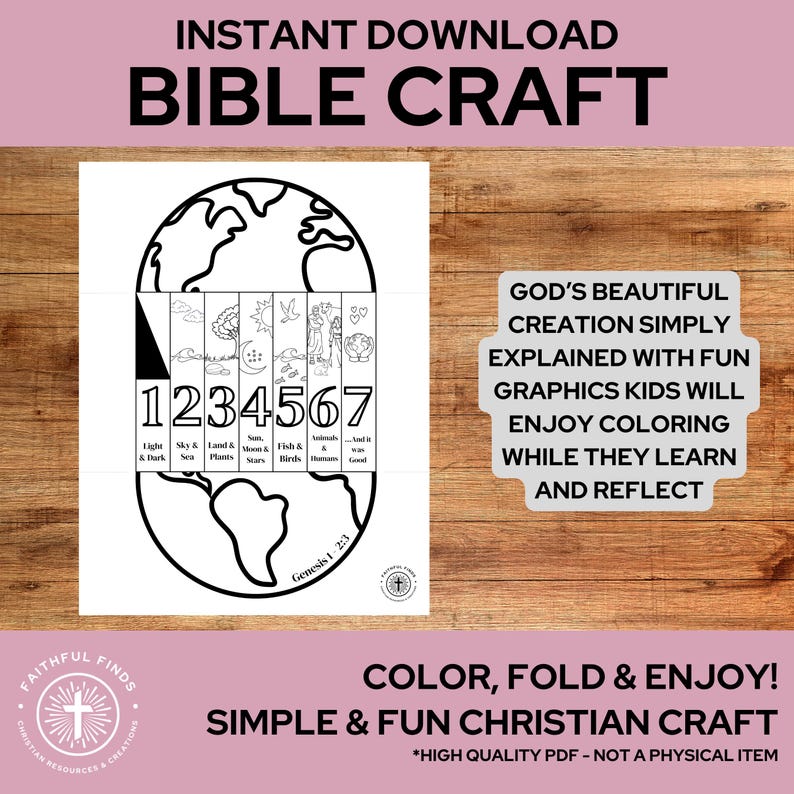 7 Days of Creation Bible Craft Activity Printable | Homeschool Sunday ...