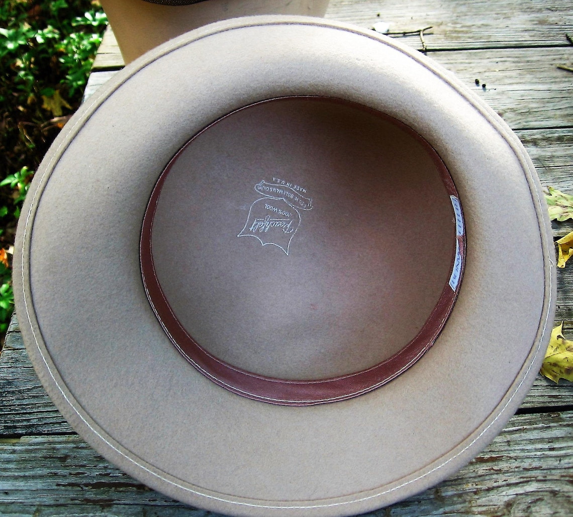 Bonwit Teller Hat Woman's Vintage Fawn Wool Felt Fedora Brown Grosgrain ...