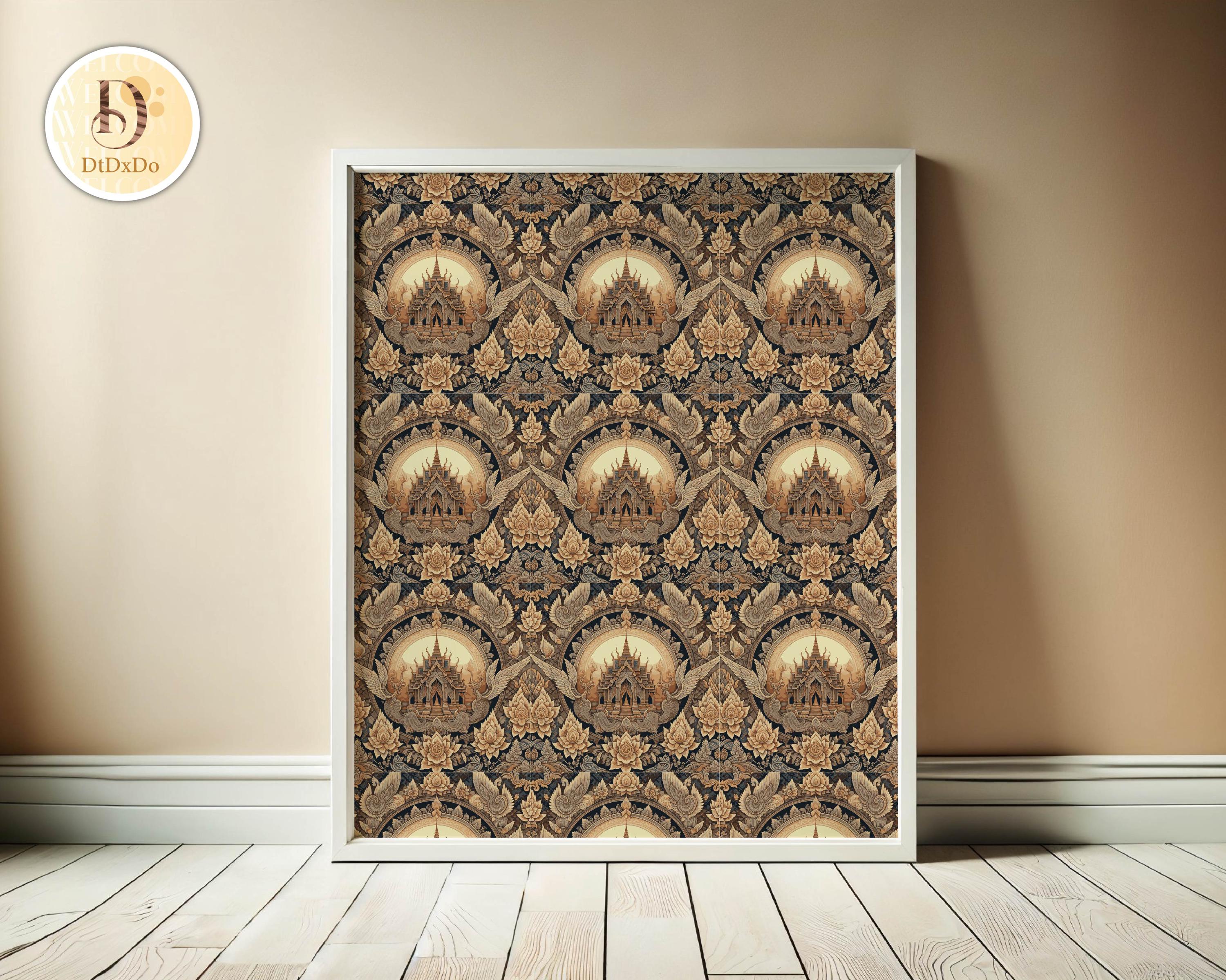 Thai Pattern Digital Paper Pack | Traditional Seamless Thai Designs for ...
