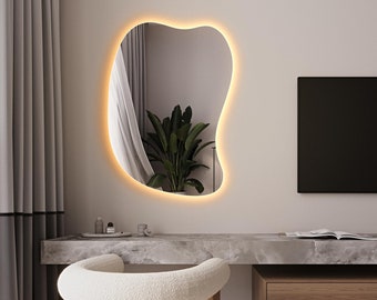 Asymmetrical Led Mirror for Bathroom Water Drop Led Light Wall Hanging ...