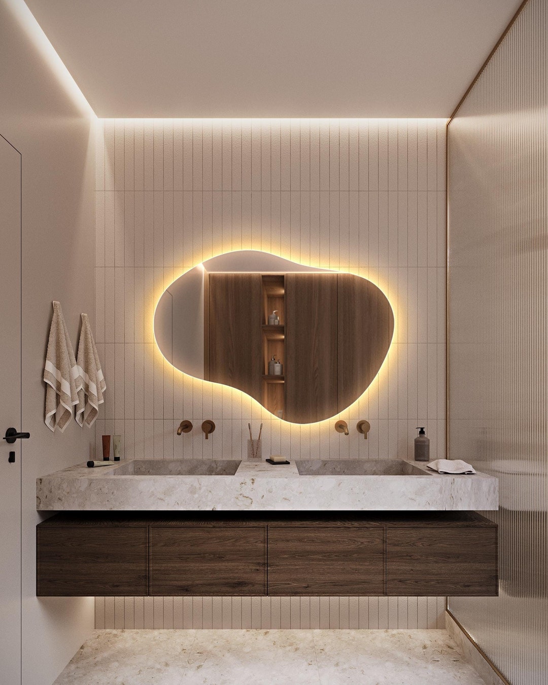 Asymmetrical Bathroom Bedroom Washbasin Mirror, Led Mirror, Decorative ...