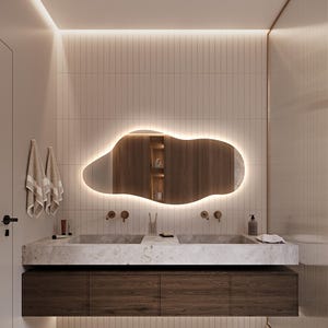Led Lighted Full Length Mirror, Asymmetrical Mirror With Led Lights ...