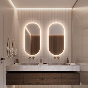 Pill Shaped Mirror - Vertical Oval Mirror - Minimalist Wall Mirror ...