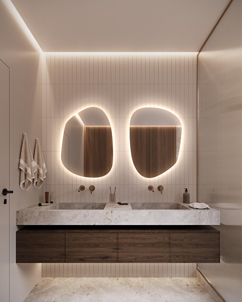 LED Mirror for Bathroom - Touch Led Bathroom Assymetrical Mirror ...