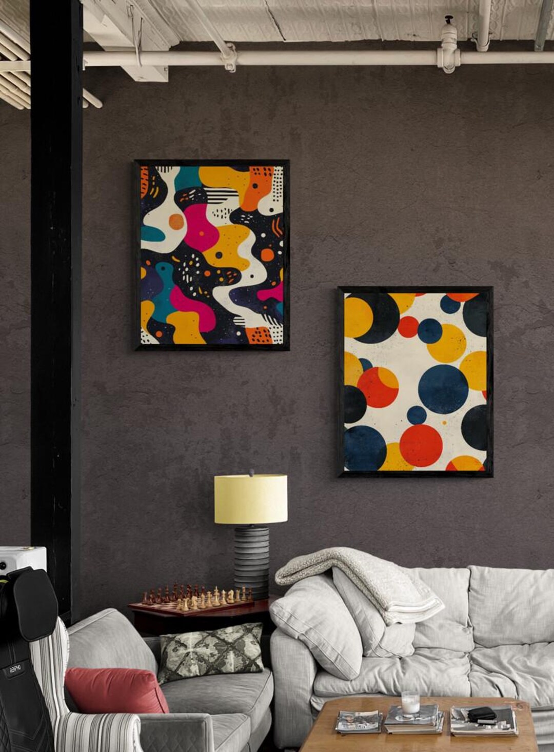 Abstract Geometric Pattern Wall Art Vibrant Colors Modern Digital Print ...