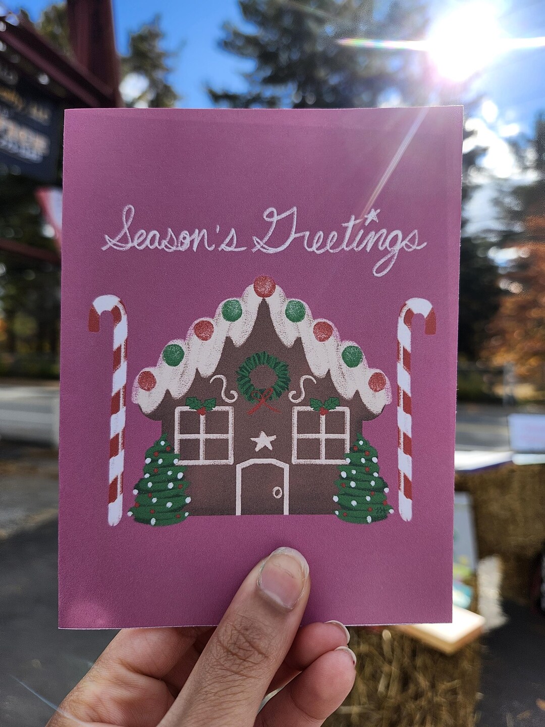 Season’s Greetings Gingerbread House Christmas Card With Envelope - Etsy