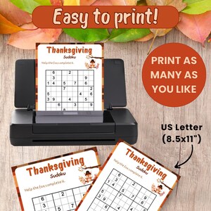 Thanksgiving Sudoku | Fall Printables | Autumn Activity Sheet ...