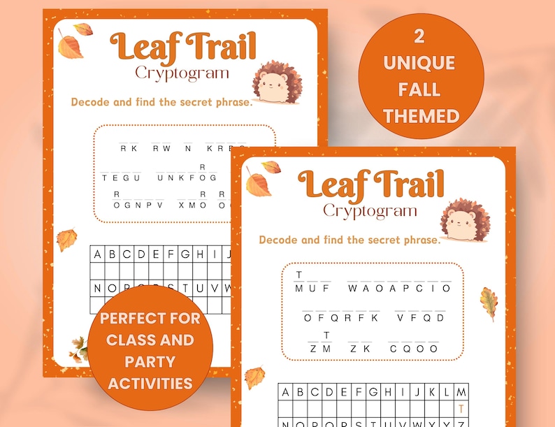 Autumn Cryptograms | Fall Printables | Cryptogram Game | Fall Activity ...