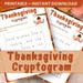 Thanksgiving Cryptograms | Fall Printables | Autumn Activity Sheet ...