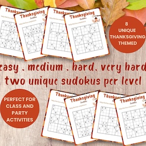 Thanksgiving Sudoku | Fall Printables | Autumn Activity Sheet ...