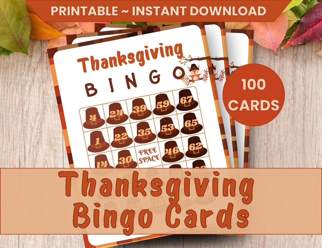 100 Thanksgiving Bingo Cards | Thanksgiving Picture Bingo | Autumn ...