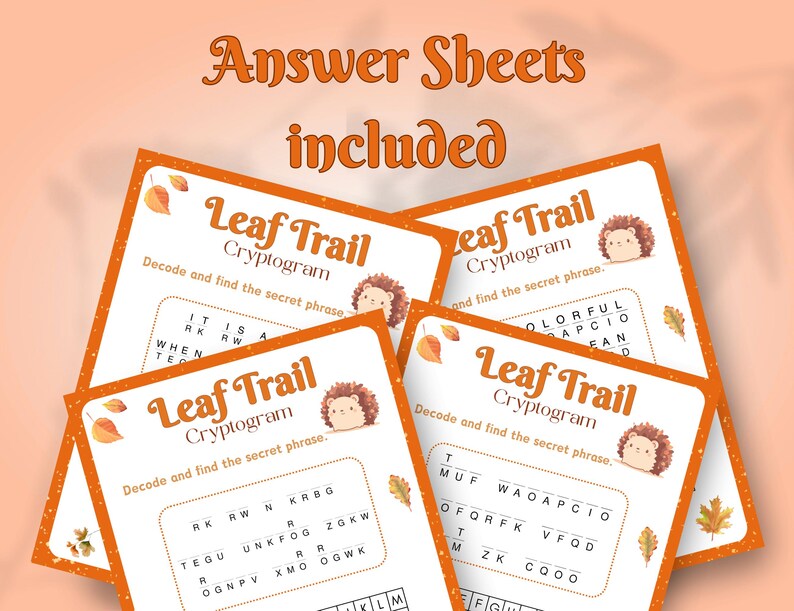 Autumn Cryptograms | Fall Printables | Cryptogram Game | Fall Activity ...