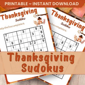 Thanksgiving Sudoku | Fall Printables | Autumn Activity Sheet ...