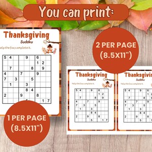 Thanksgiving Sudoku | Fall Printables | Autumn Activity Sheet ...