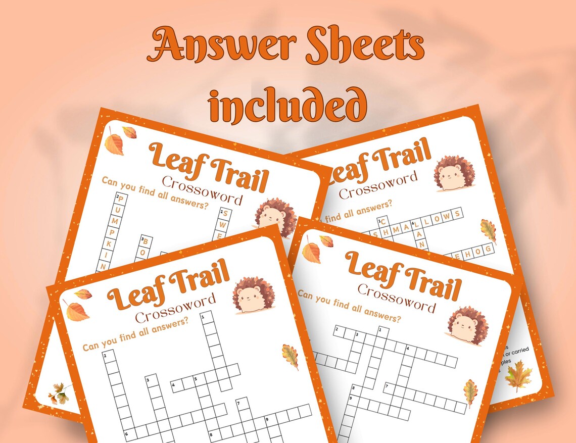 Autumn Crosswords | Fall Printables | Crossword Game | Fall Activity ...