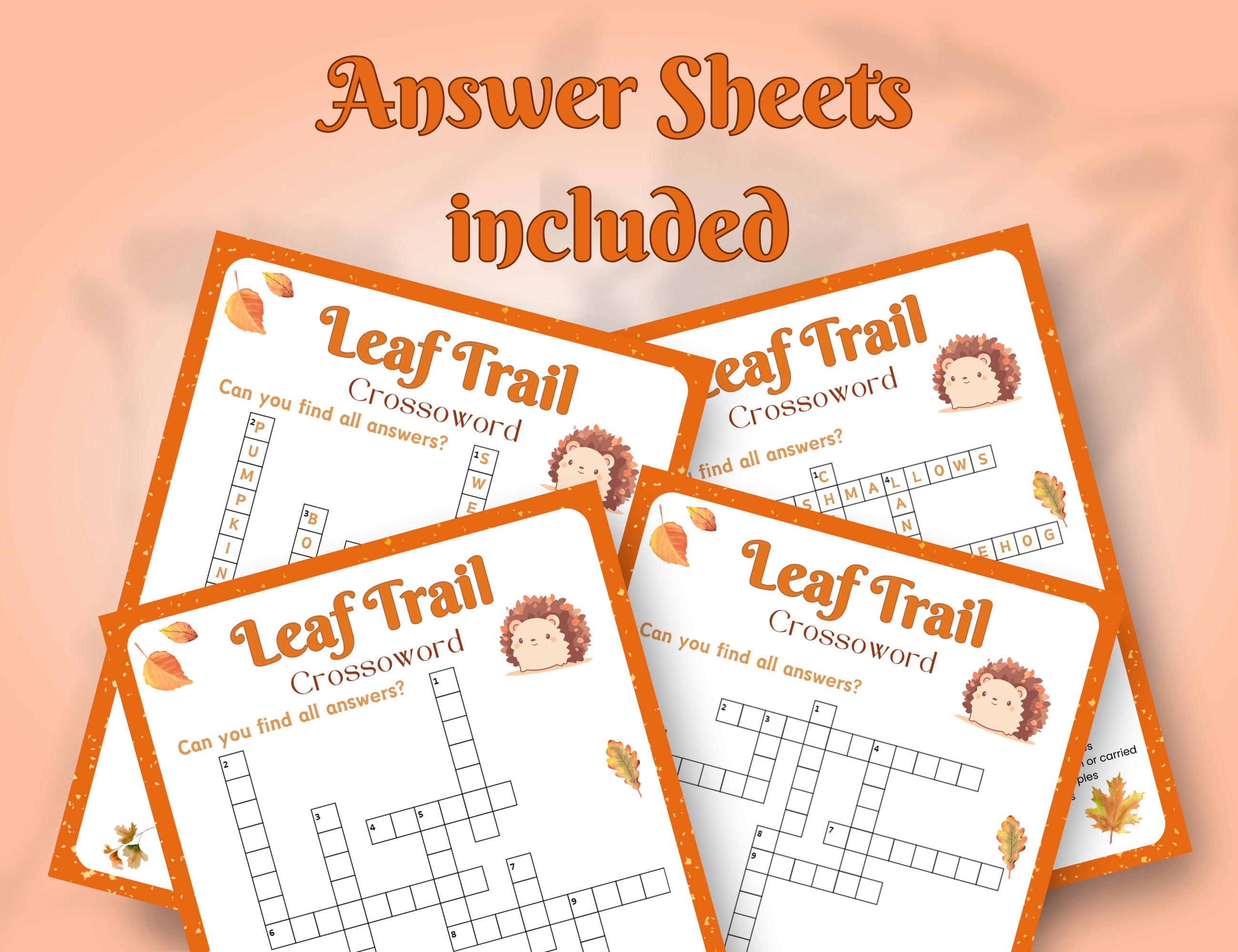 Autumn Crosswords | Fall Printables | Crossword Game | Fall Activity ...