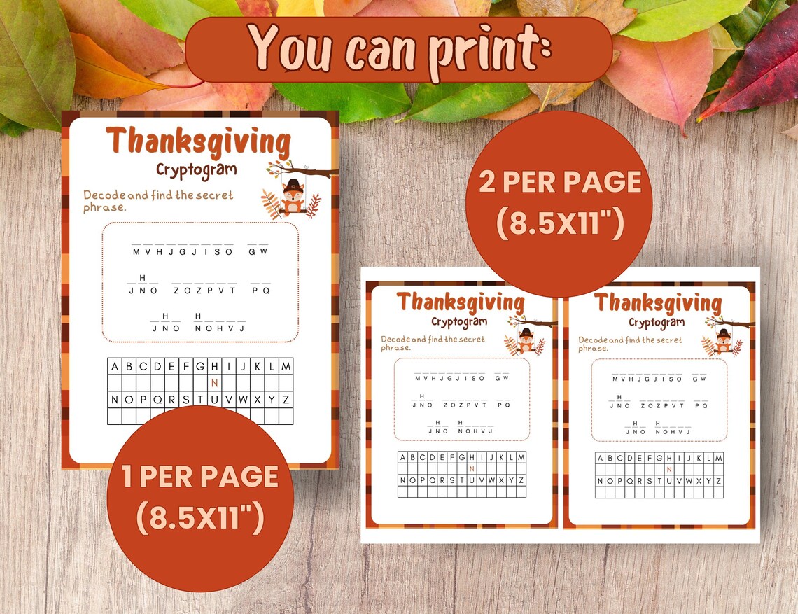 Thanksgiving Cryptograms | Fall Printables | Autumn Activity Sheet | Printables for Kids ...