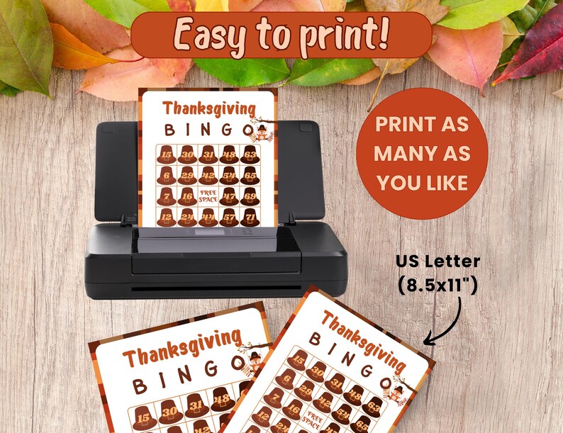 100 Thanksgiving Bingo Cards Thanksgiving Picture Bingo Autumn ...