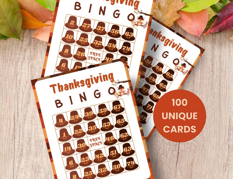100 Thanksgiving Bingo Cards | Thanksgiving Picture Bingo | Autumn ...