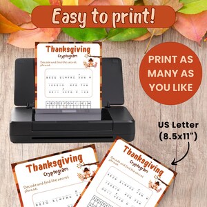 Thanksgiving Cryptograms | Fall Printables | Autumn Activity Sheet ...