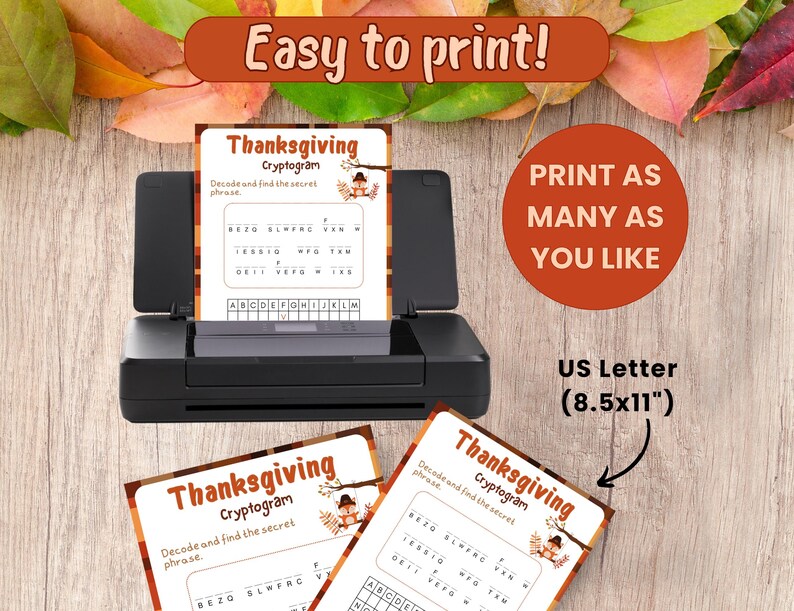 Thanksgiving Cryptograms | Fall Printables | Autumn Activity Sheet ...