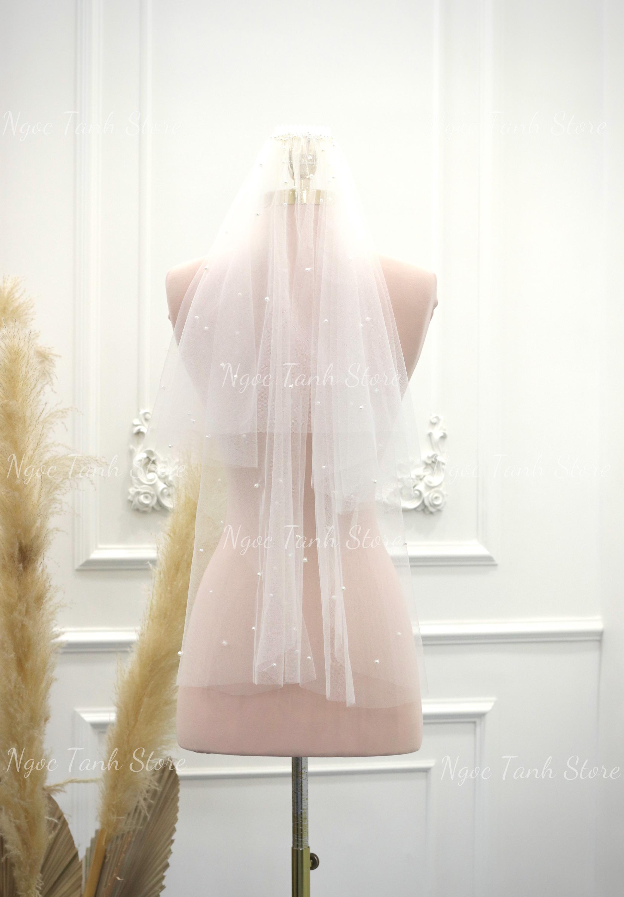 Short Two-tier Veils. Pearl Veils. Designer, Handmade Veils. Custom ...